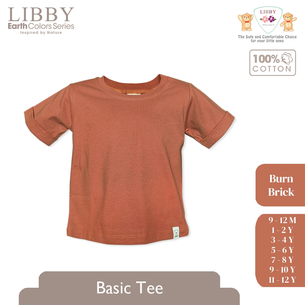 Jual LIBBY Earth Kaos Atasan Polos Katun Anak Unisex 9 Bulan - 12 Tahun Basic Tee Seri 2 (1PCS ...
