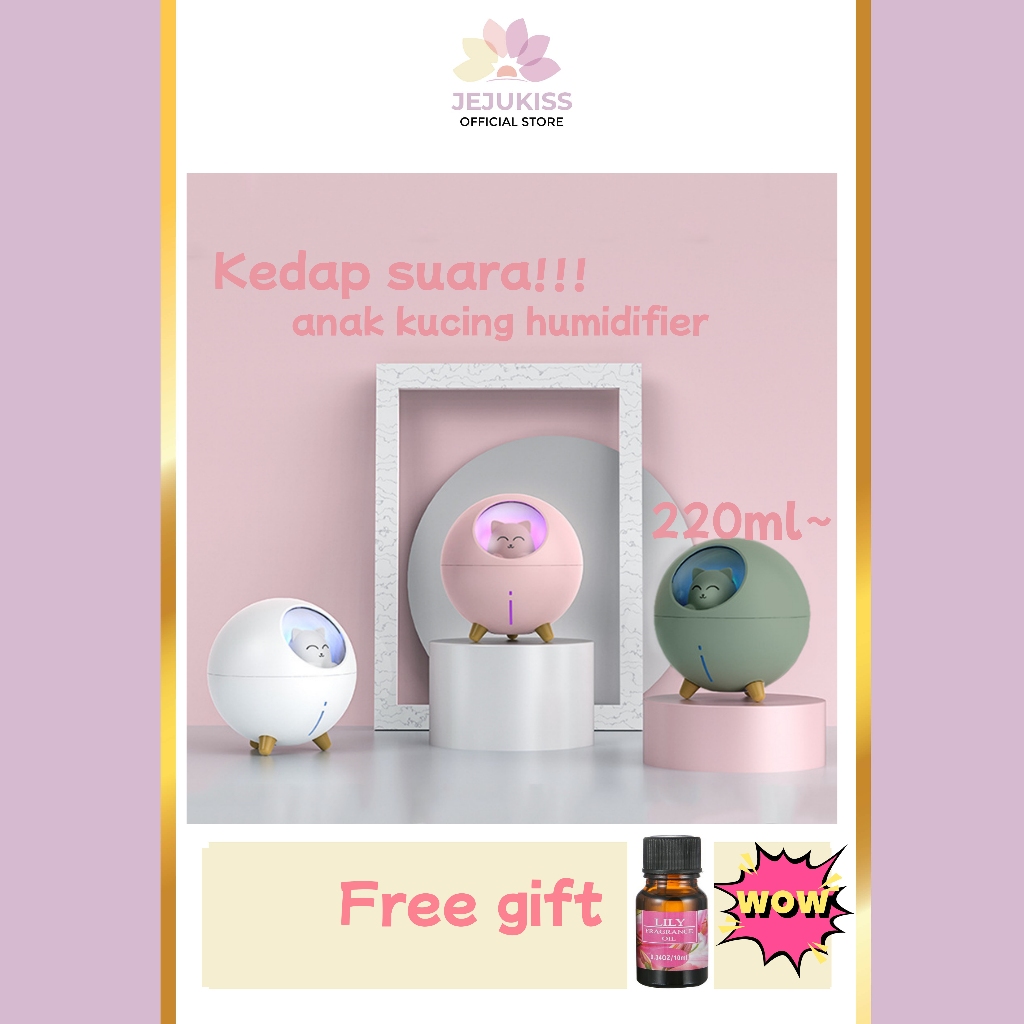 Jual Jejukiss 100% ORI anak kucing Humidifier 220ML Essential Oil Diffuser Aroma Terapi ...