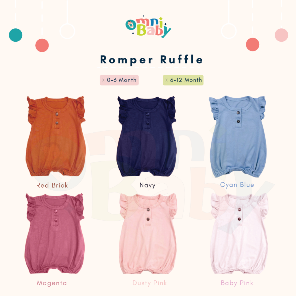 Jual Omnibaby Romper Ruffle Jumper Bayi Perempuan Fashion 0-12 Bulan SNI | Shopee Indonesia