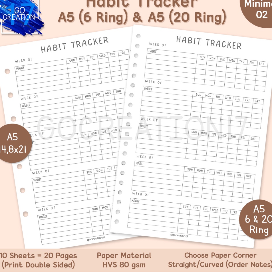 Jual Buku Planner Kes Binder Habit Tracker Simple Minimalis A5 ring 2 ...