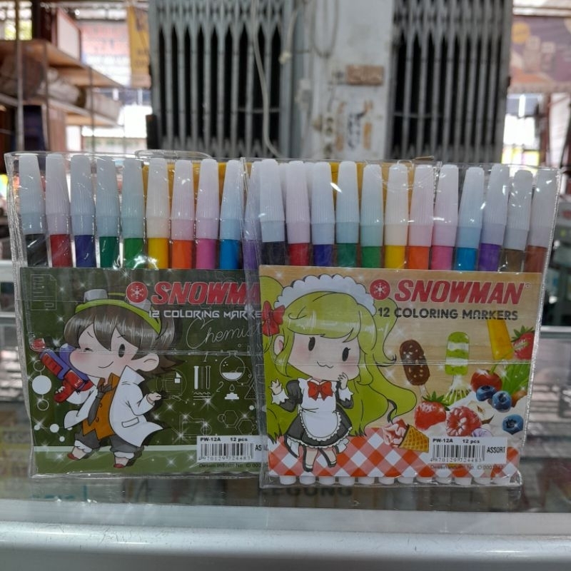 Jual SPIDOL SNOWMAN 12 WARNA KECIL SNOWMAN PW-12A SPIDOL MEWARNAI ...