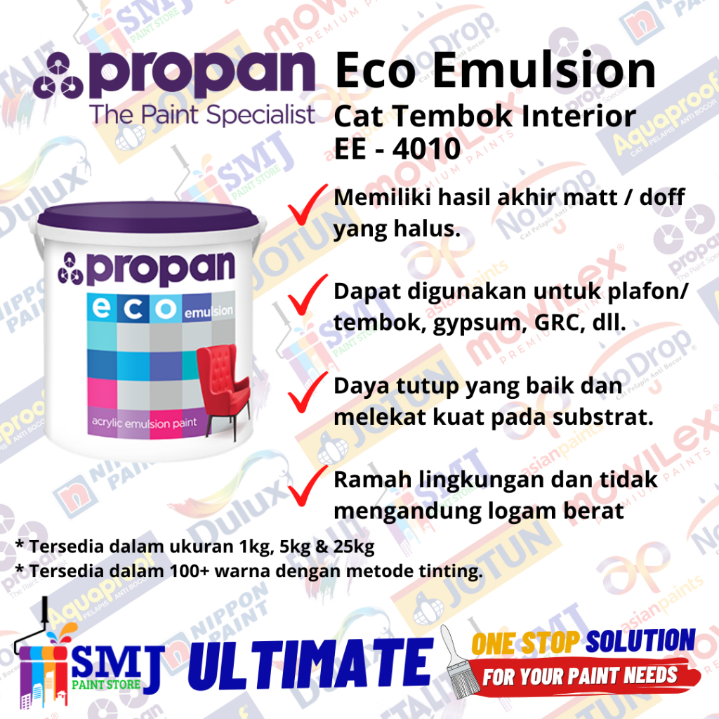 Jual Cat Tembok Propan ECO EMULSION EE-4010 Warna Tinting 5kg | Shopee ...