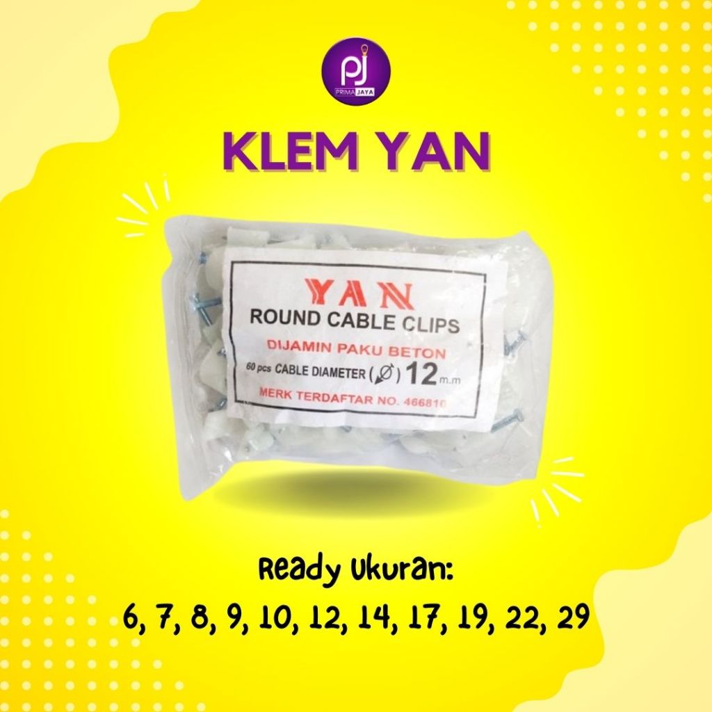 Jual Klem Kabel Tempel Dinding Besar Kecil C Round Cable Clip Ukuran 6 ...