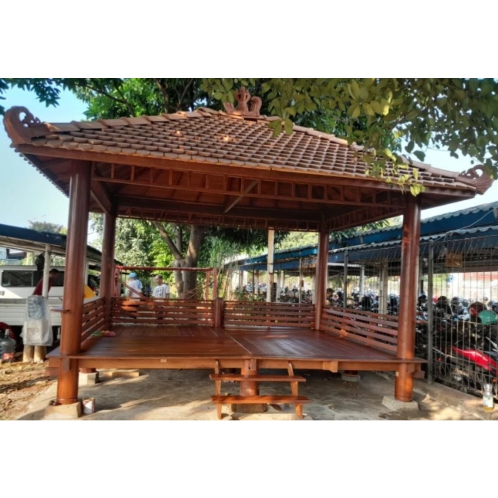 Jual Saung Taman Model Atap Genteng Tanah Kayu Kelapa | Gazebo Kolam ...