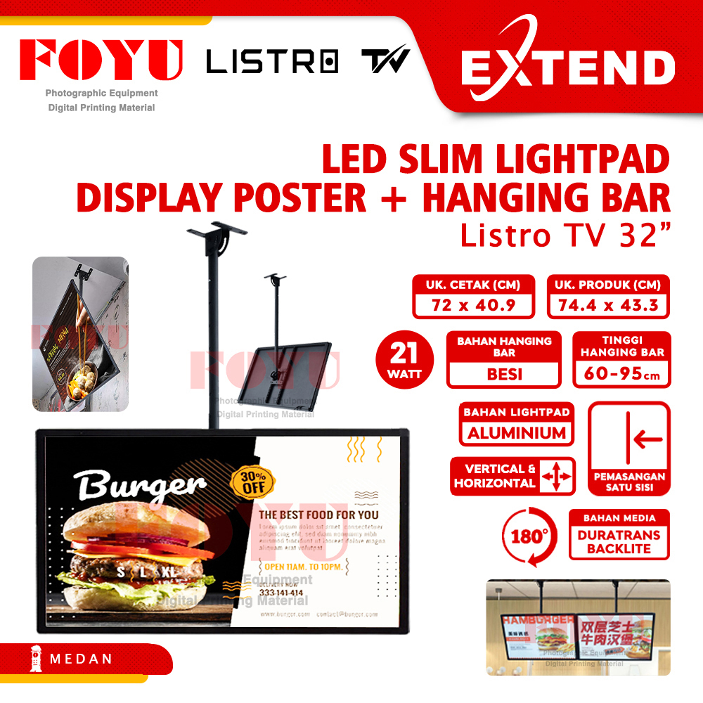 Jual LED Slim Light Pad Display Poster Banner Hanging Bar Tiang Gantung ...