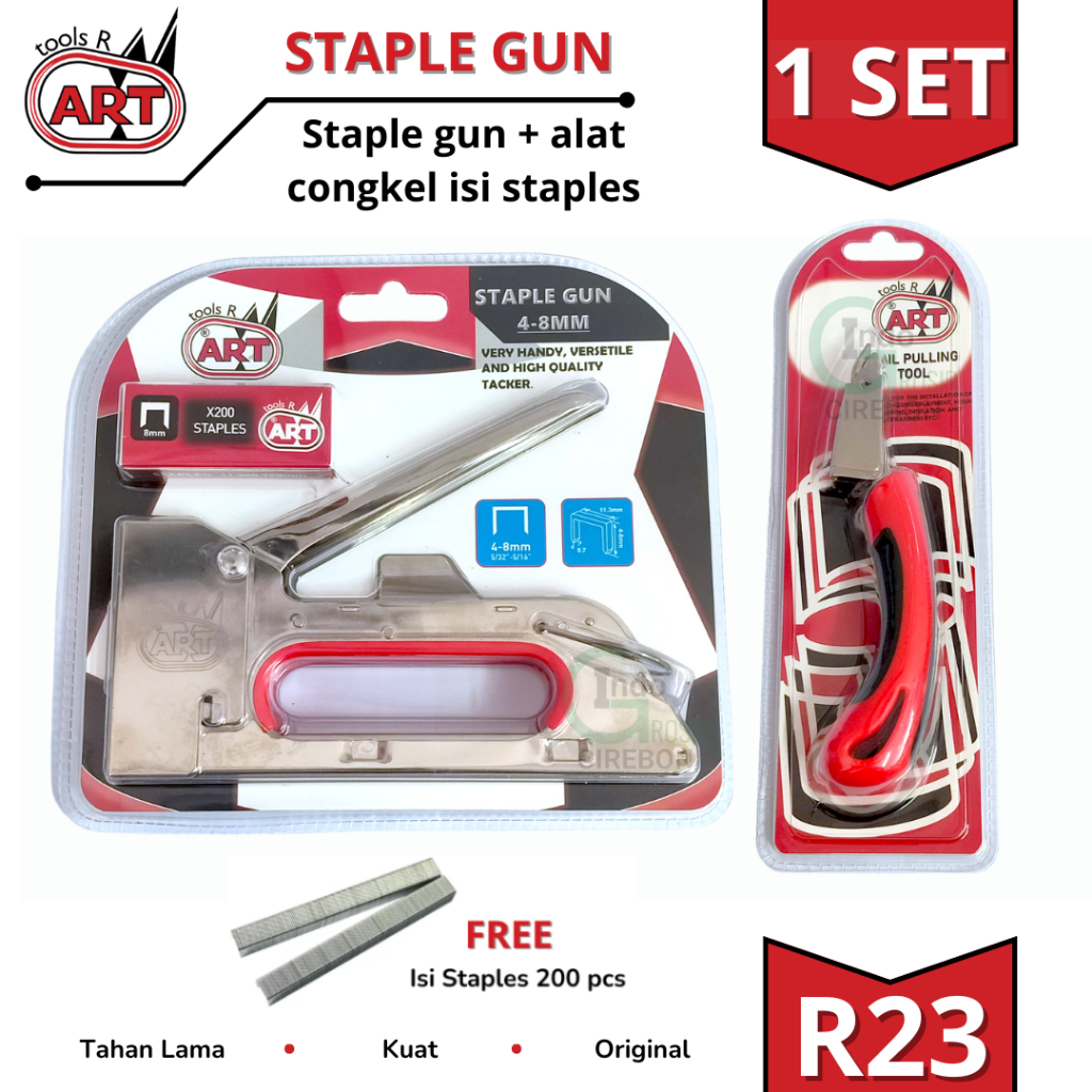 Jual Staple Gun Tacker R23 + Congkelan Isi Staples ART Alat Cabut ...