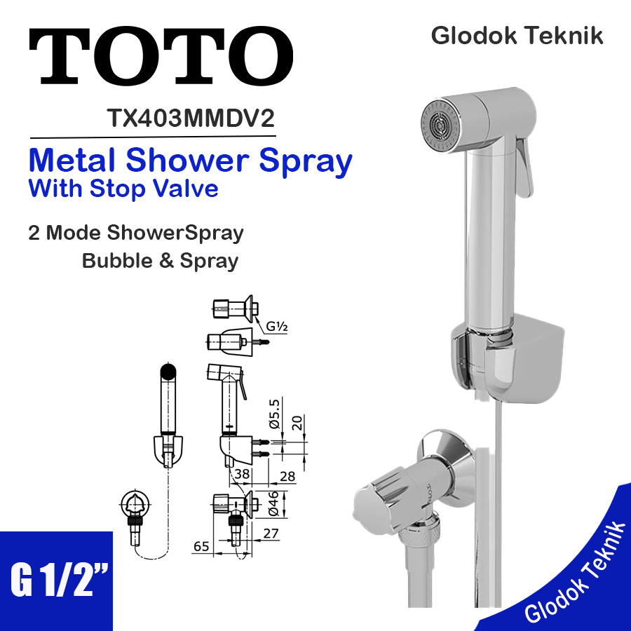 Jual TOTO Closet Shower Spray Chrome With Stop Valve TX403MMDV2 jet shower toilet shower Luxury ...