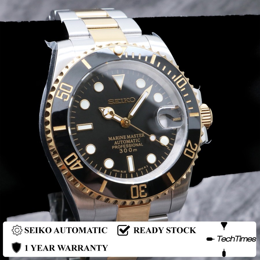 Jual Seiko Submariner Mod Dual Tone Gold Black Seikomod | Shopee Indonesia