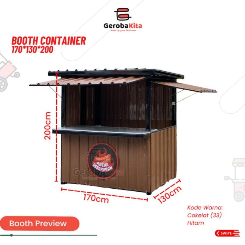 Jual booth kontainer ukuran 170x130x200 custom lantai | Shopee Indonesia