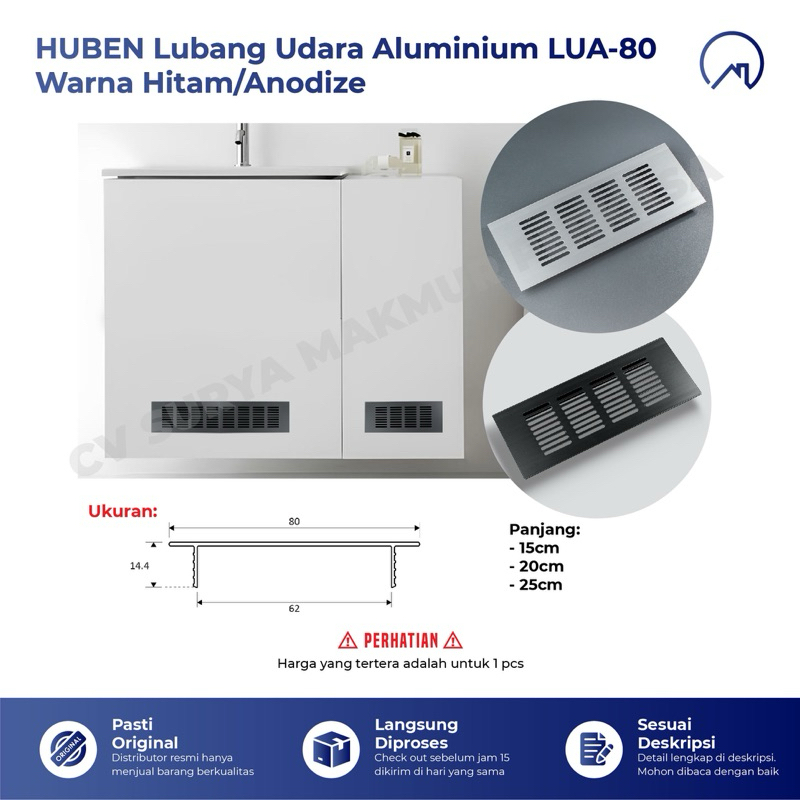 Jual HUBEN LUA 80-150/200/250 Lubang Udara Aluminium 8 x 15 20 25CM ...