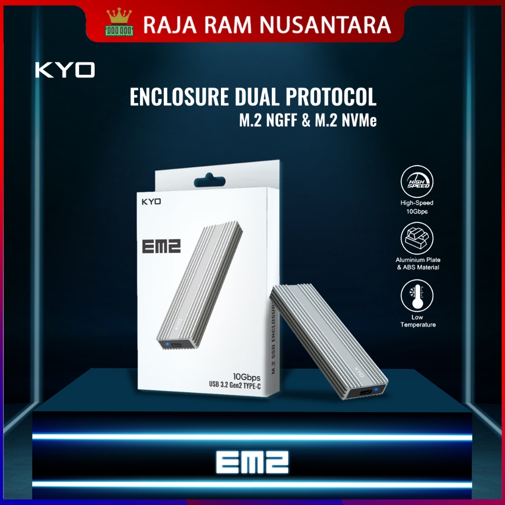 Jual KYO EM2 M2 NVMe & NGFF Enclosure 10Gbps SSD M.2 NGFF & NVME USB Type C 3.2 with USB Hub ...