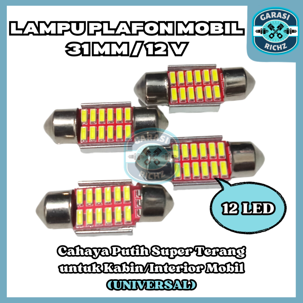 Jual BOHLAM LAMPU LED 31 MM 12 VOLT SUPER TERANG UNTUK PLAFON / KABIN ...