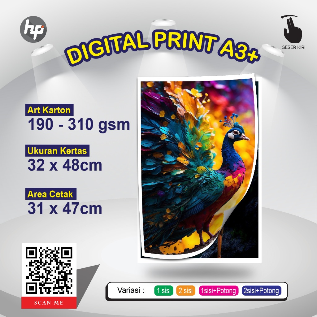 Jual Cetak / Digital Print A3 Plus Kertas Art Carton up to 310 gram ...