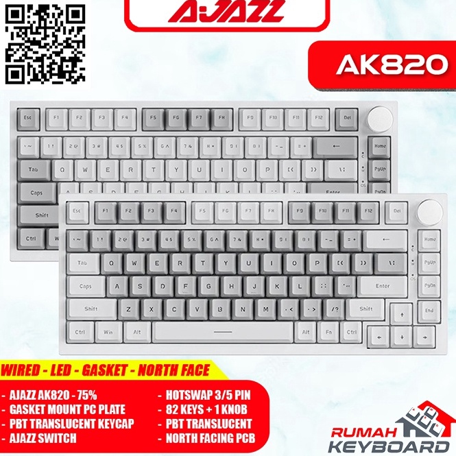 Jual KODE H6Z2 MECHANICAL KEYBOARD AJAZZ AK82 75 WIRED GASKET HOTWSAP ...