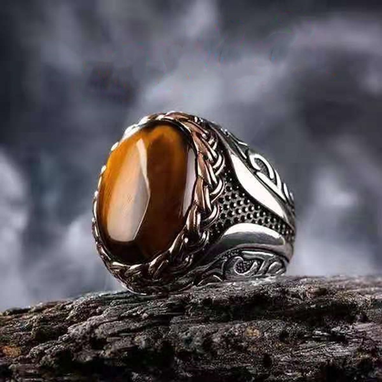 Jual Cincin Batu Mata Harimau Kuning / Cincin Pria Mata Macan Tebal ...