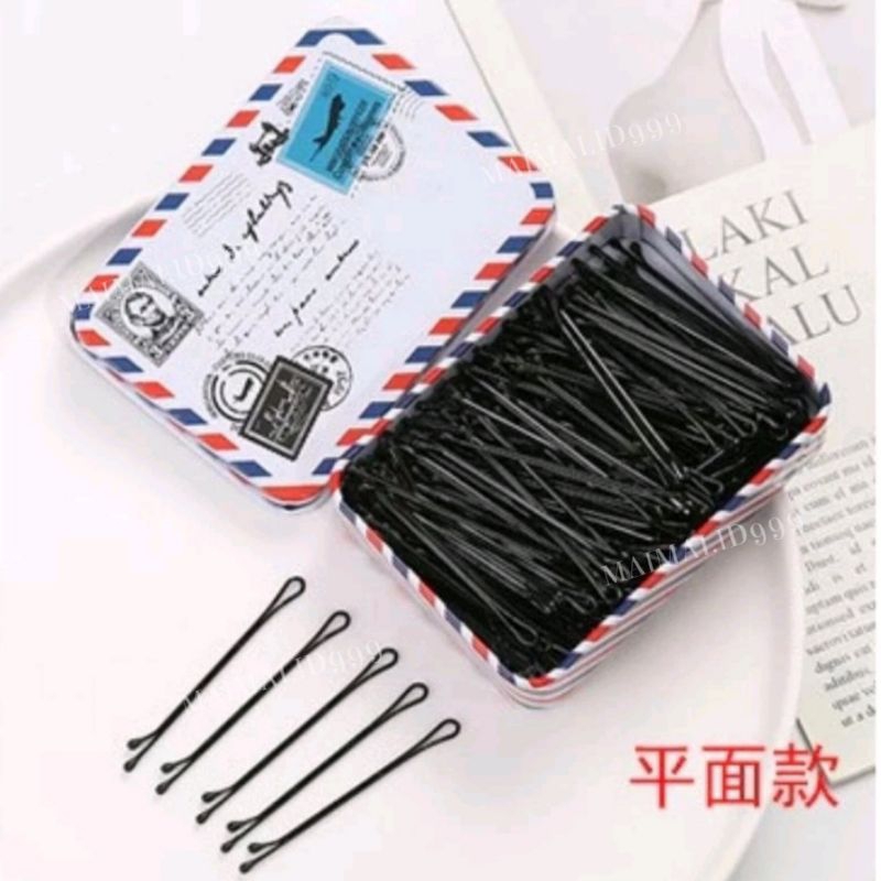 Jual MAIMAI Jepit Lidi+BOX / Jepitan Rambut Hitam Bobby Pintu Hair Pin ...