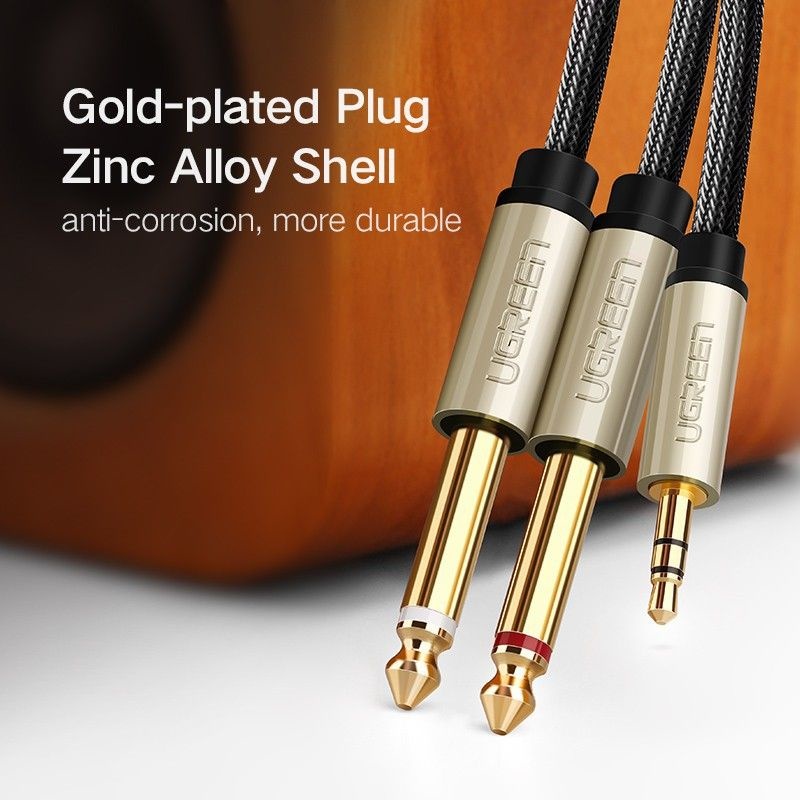 Jual UGREEN Kabel Audio 3,5mm to Dual 6,35mm Adapter Gold Plated | Shopee Indonesia