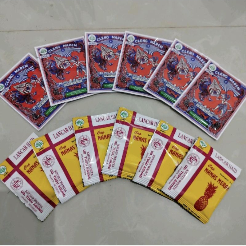 Jual Jamu telat datang bulan 6 sachet cap wayang becak dan 6 sachet cap ...