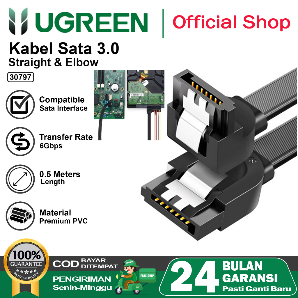 Jual UGREEN Kabel Data Sata 3.0 Harddisk HDD SSD 6 Gbps 30797 | Shopee ...