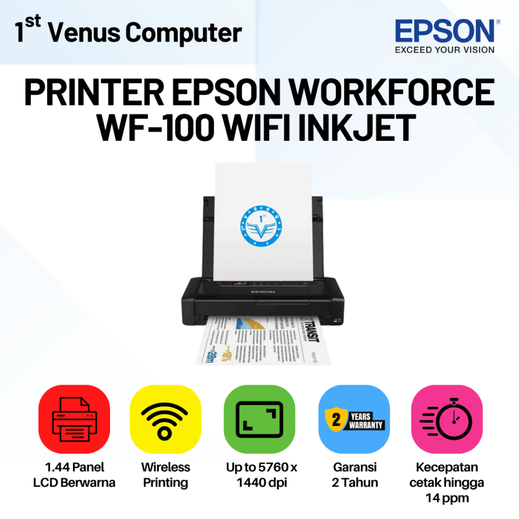 Jual PRINTER EPSON WORKFORCE WF-100 WIFI INKJET WF100 NEW GARANSI RESMI ...
