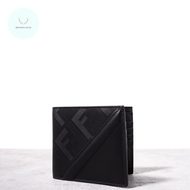 Jual Fendi FF shadow logo diagonal bifold wallet Black | Shopee Indonesia