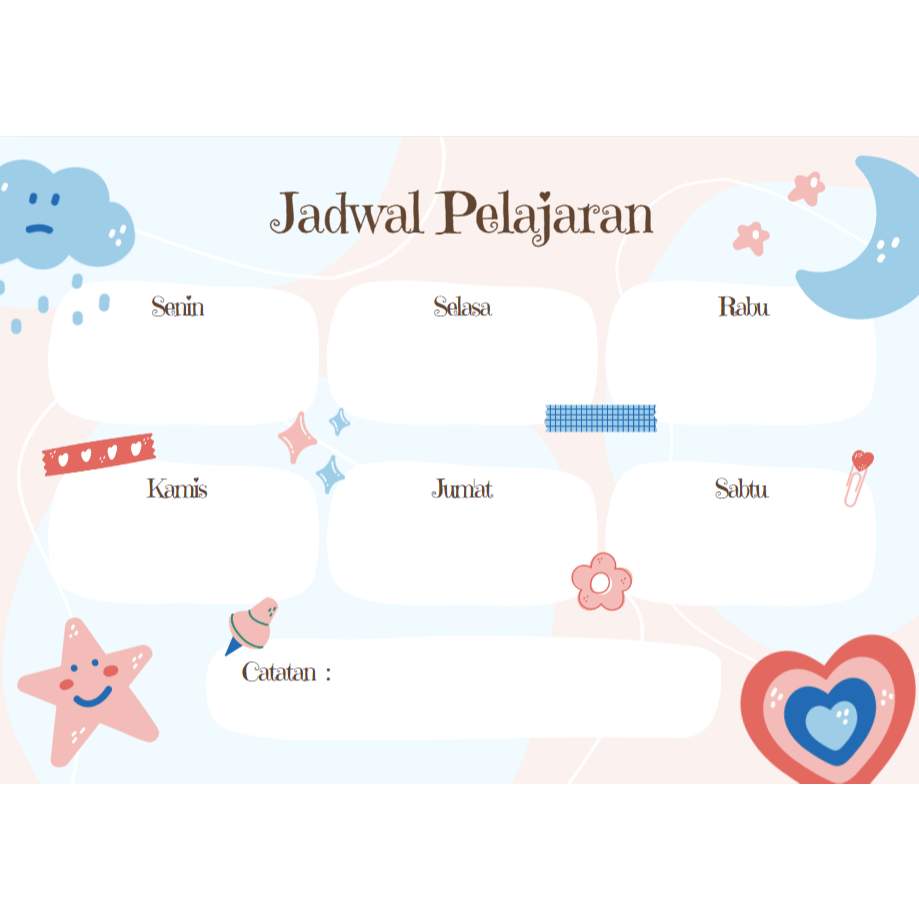 Jual Lembar Sticker Jadwal pelajaran mini anak sekolah AESTHETIC ...