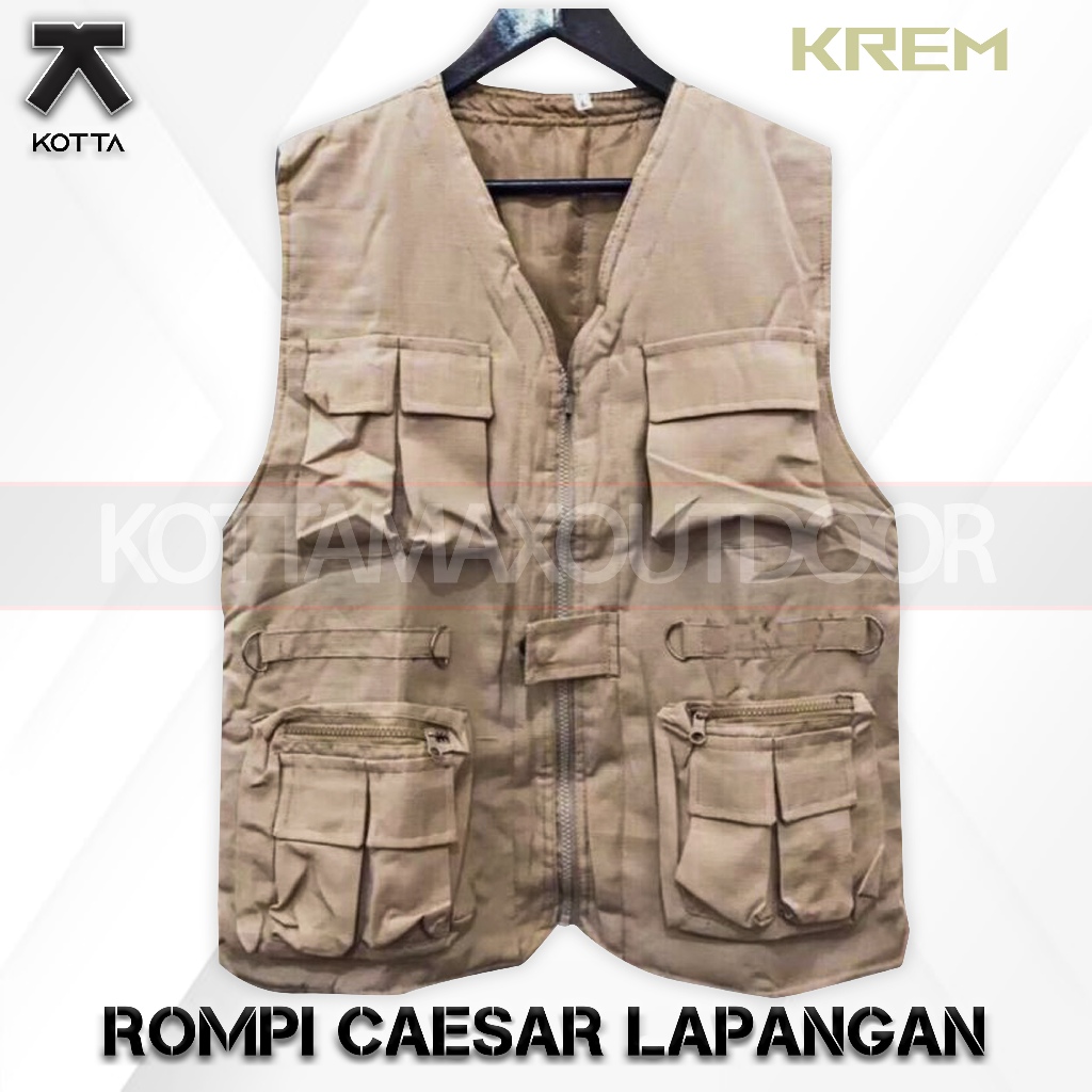 Jual ROMPI LAPANGAN KREM KHAKI - ROMPI OUTDOOR CREAM - ROMPI VEST CARGO ...
