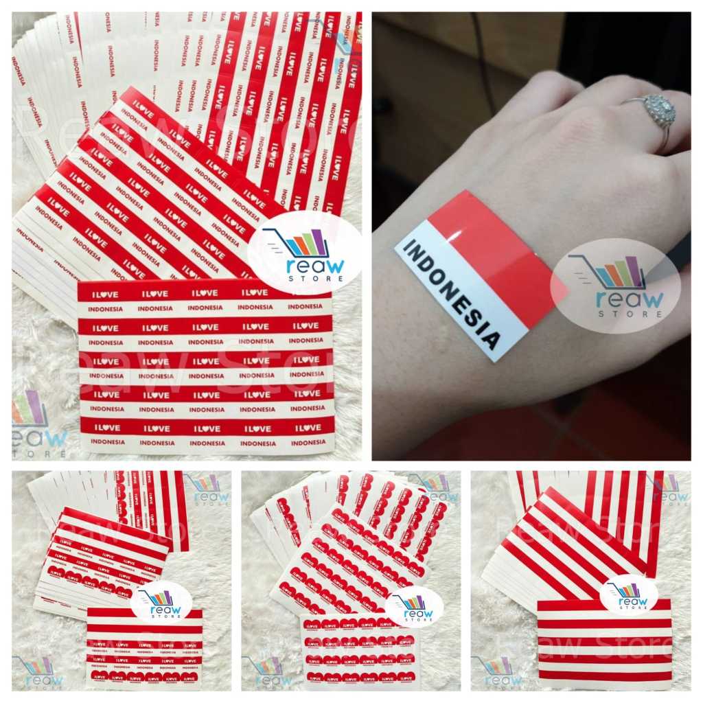 Jual PER LEMBAR Sticker Stiker Pipi Muka Tangan Bendera Merah Putih I ...