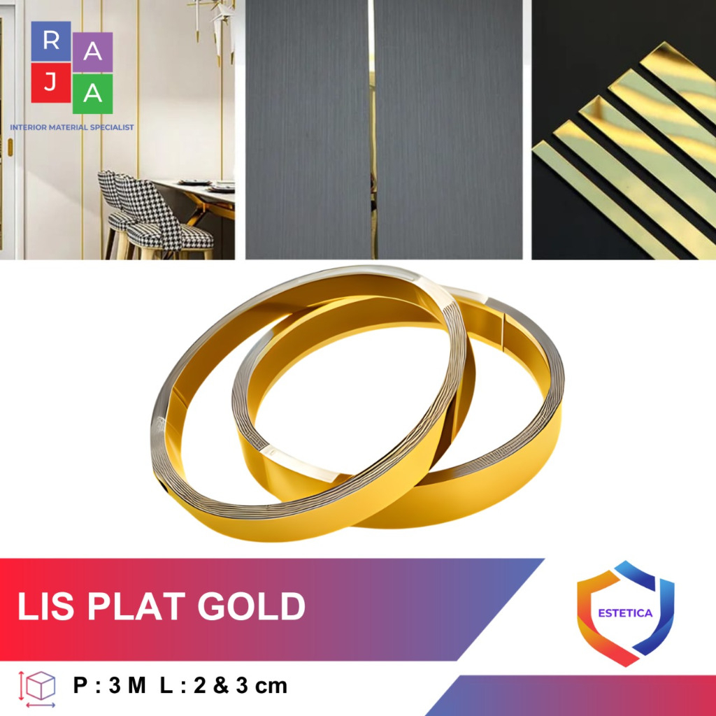 Jual List Gold Bahan Stainless Steel Warna Gold Emas Plat Strip Miror ...