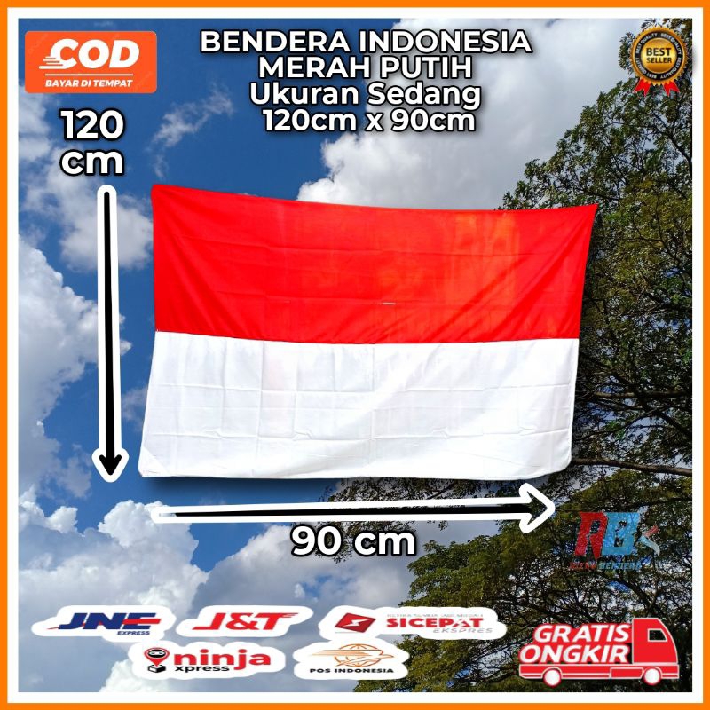 Jual Bendera Indonesia Ukuran Sedang 120 x 90 isi 1kodi /20pcs | Shopee ...