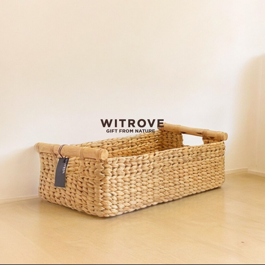 Jual Witrove Wadah Anyaman Persegi Panjang Pegangan Kayu Anyaman Eceng ...