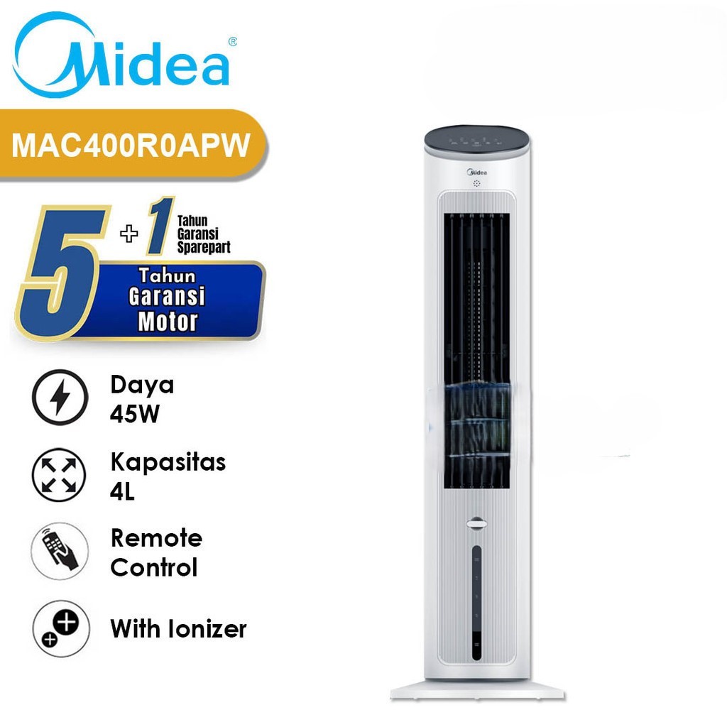 Jual AIR COOLER MIDEA TOWER FAN 4 IN 1 MAC400R0APW 4 LITER IONIZER ...
