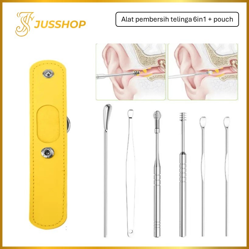Jual Alat Pembersih Telinga 6 in 1 + Pouch Korek Kuping Pembersih ...