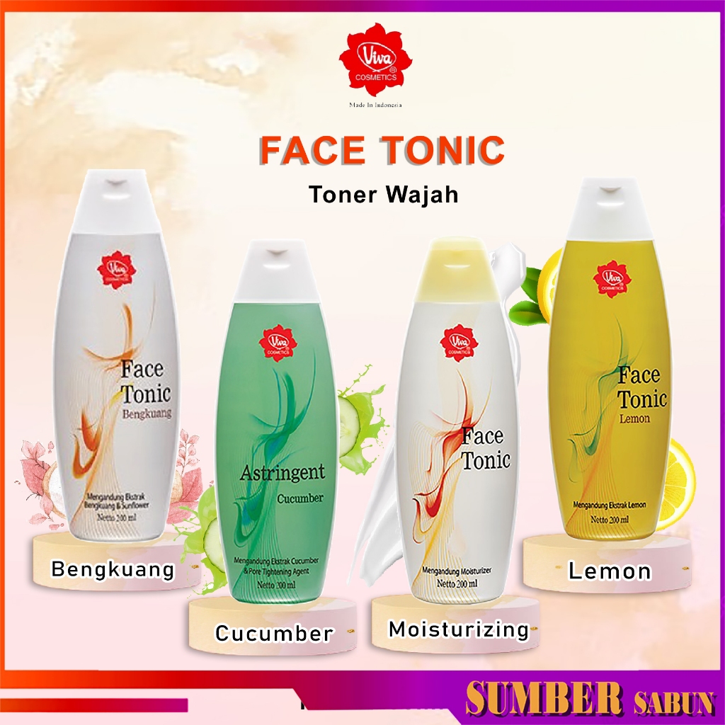 Jual Viva Face Tonic 200 ml Lemon Moisturizer Astringent Cucumber ...