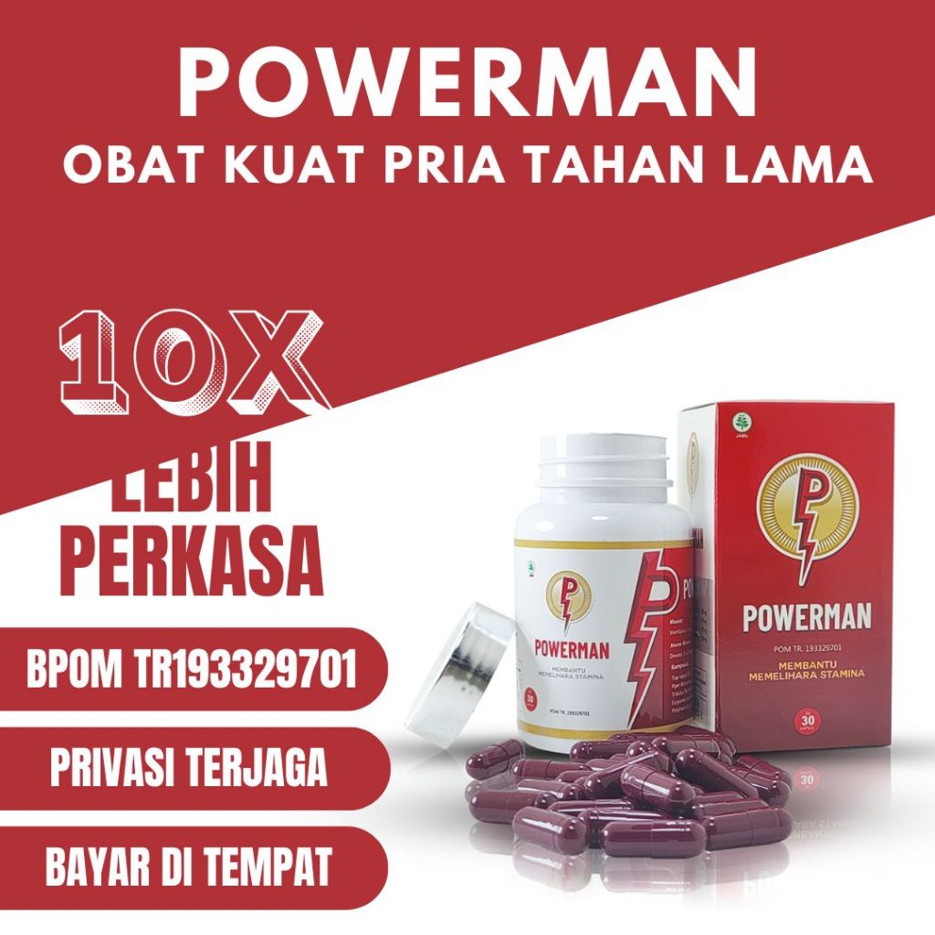 Jual powerman kapsul obat kuat herbal pria tahan lama original permanen bpom | Shopee Indonesia