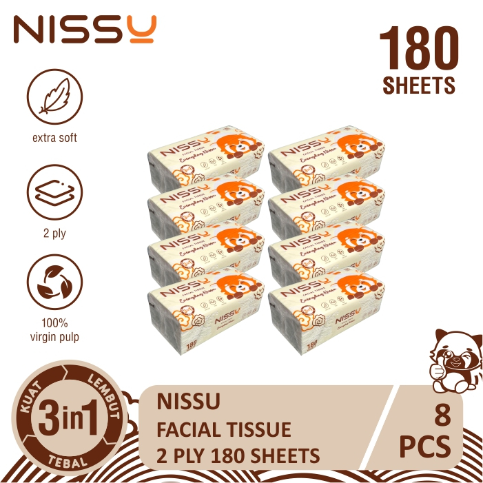 Jual [8 PACK] Nissu Facial Tissue 2 Ply 180 Sheets Tisu Wajah | Shopee ...