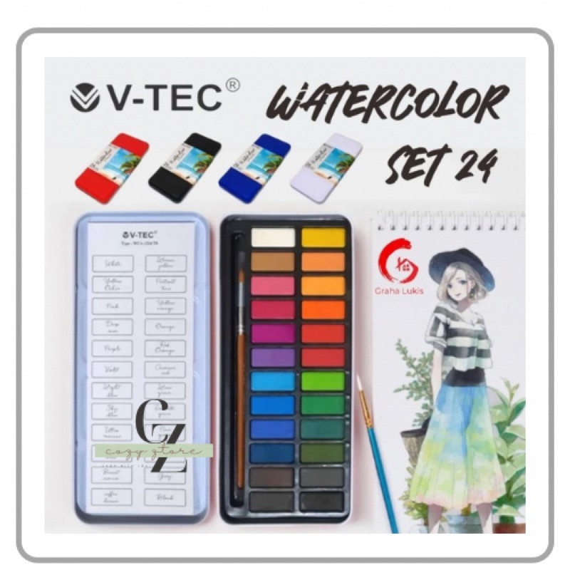 Jual [PREMIUM] Cat Solid Watercolor Paint V-Tec Aquarelle - Cat Air ...