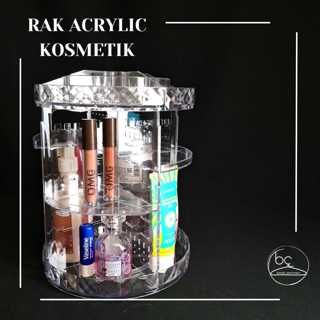 Jual Rak Kosmetik Acrylic Putar 360 Derajat Diamond Rak Make Up ...