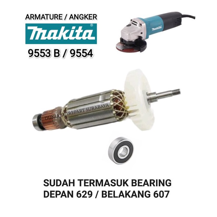 Jual KODE W3S Armature For Disc Grinda Makita 9553B 9554 Angker Dinamo ...
