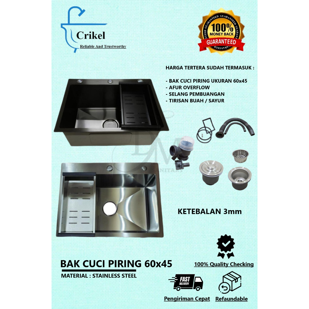 Jual KITCHEN SINK STAINLESS BAK CUCI PIRING MODERN / WASTAFEL CUCI ...
