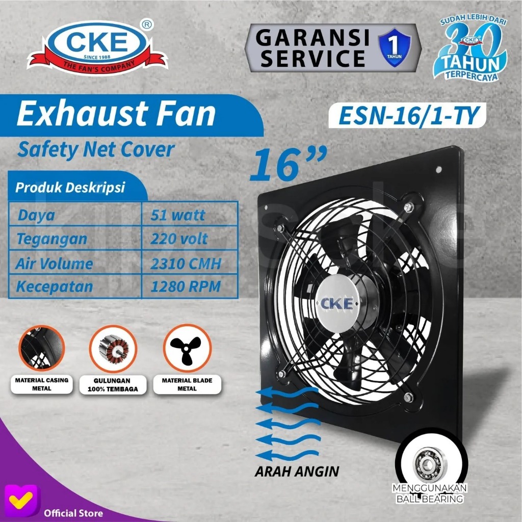 Jual CKE Wall Exhaust Fan ESN-16/1-TY 16" Inch Kipas Exhaust Fan ...