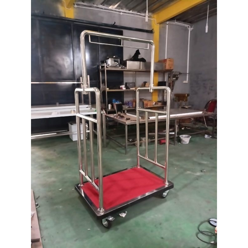 Jual trolley barang hotel stainless UK 95x100x180 /trolley barang ...