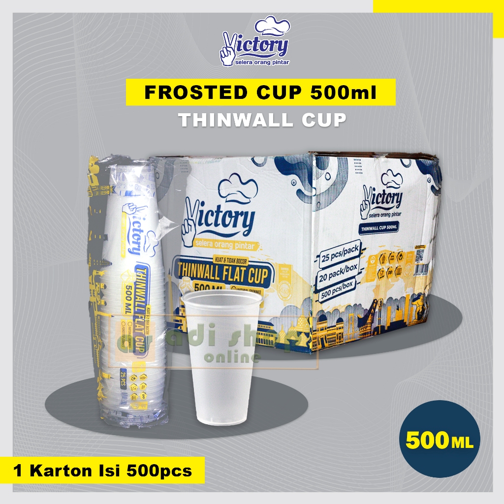 Jual Cup Gelas PP Injection Fros Victory / Gelas Buram 500ml Isi 500cup ...