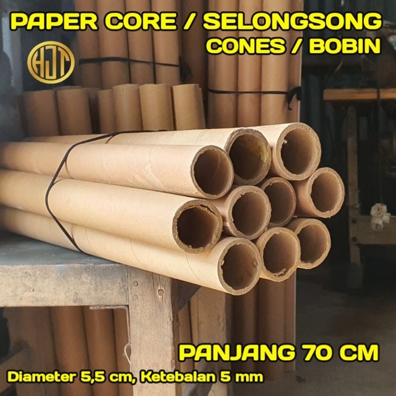 Jual SELONGSONG/ PAPER CORE/ CONES/ BOBIN KARDUS | 5,5 CM X 70 CM | ALAT PACKING | Shopee Indonesia