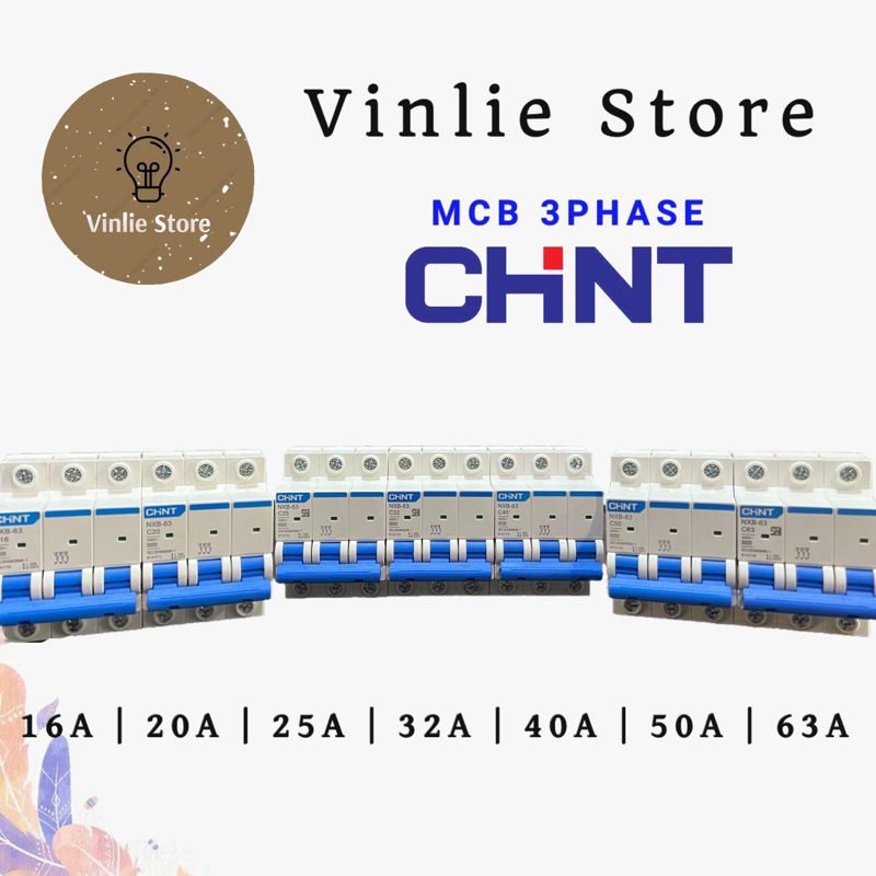 Jual CHINT MCB 3 Phase RPC 3P 16A/20A/25A/32A/40A/50A/63A Stud Mini ...