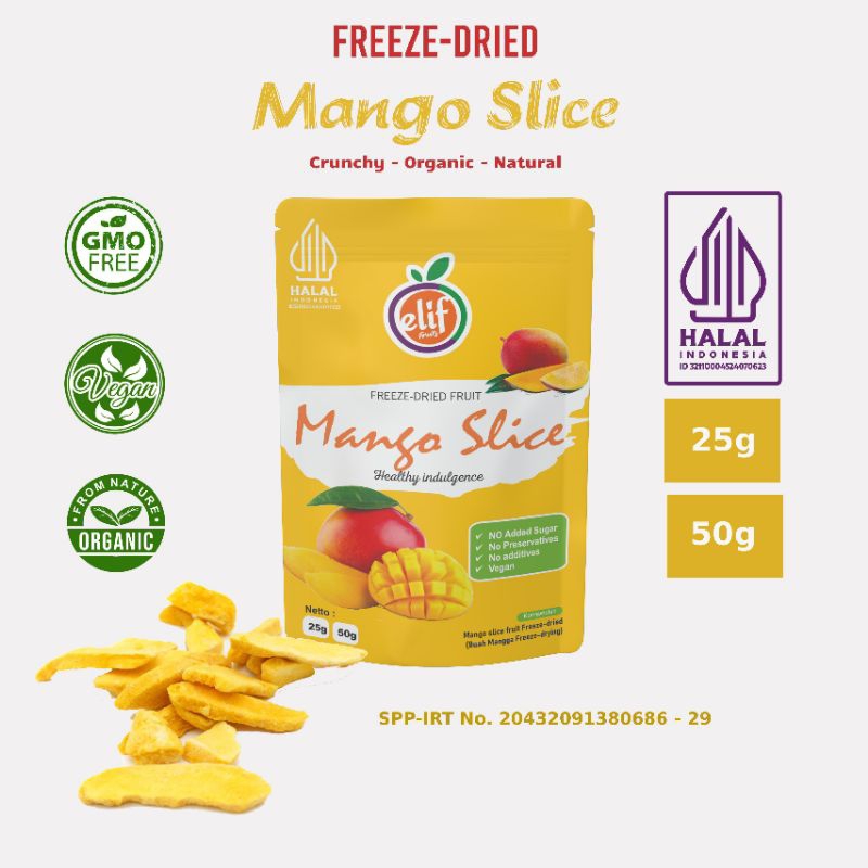 Jual ELIF FRUITS Freeze Dried Mango Fruit Slice Cips Buah Mangga Beku ...