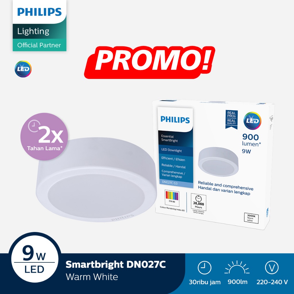 Jual Philips Lampu Downlight DN027C G3 LED9 9W 220-240V D150 Cahaya Kuning | Shopee Indonesia