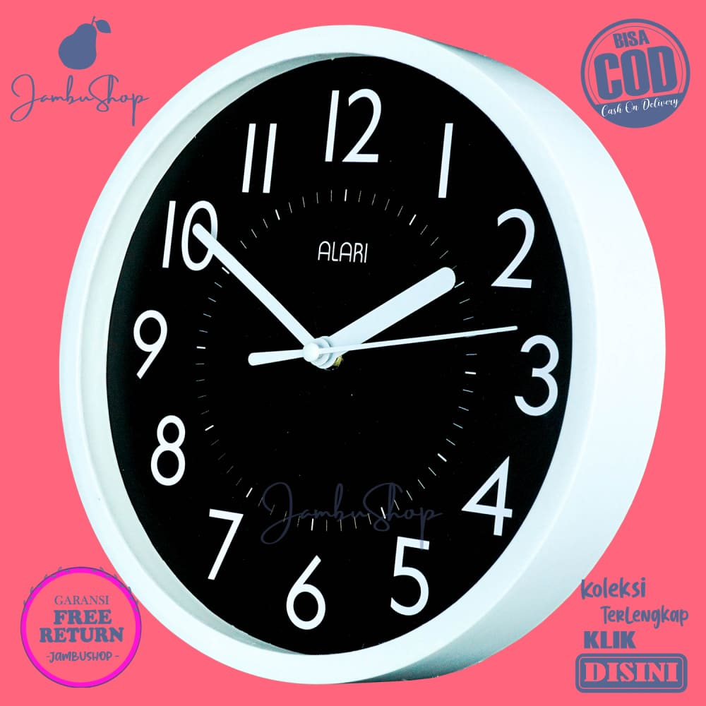 Jual Jam Dinding Alari AL1209-1668 Minimalis Quartz Minimalis Hitam ...