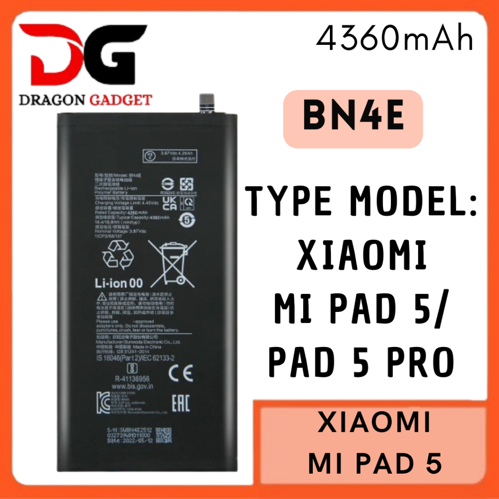 Jual BATERAI BATTERY XIAOMI MI PAD 5 - PAD 5 PRO BN4E 4360mAh OEM ...