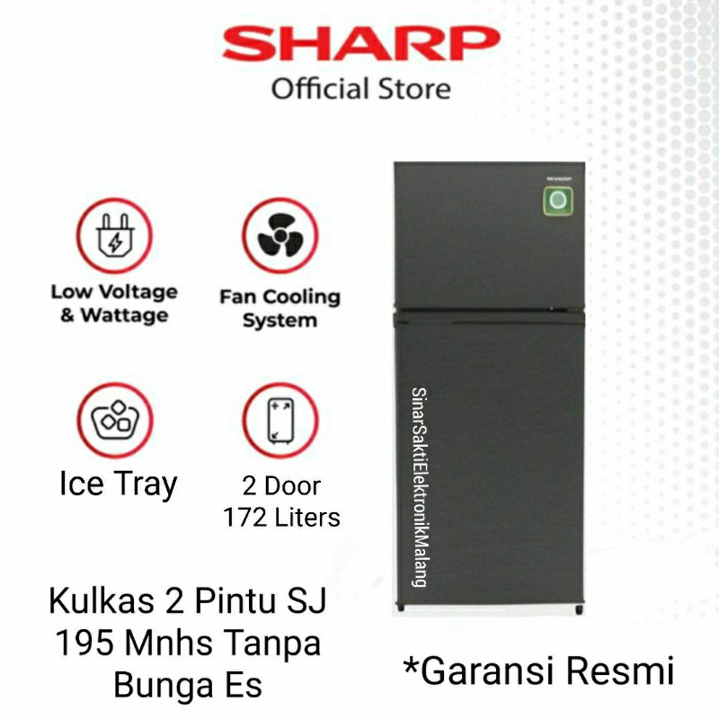 Jual Kulkas Sharp 2 Pintu SJ195 MNHS SJ 195 MDSG Tanpa Bunga Es Sinar ...